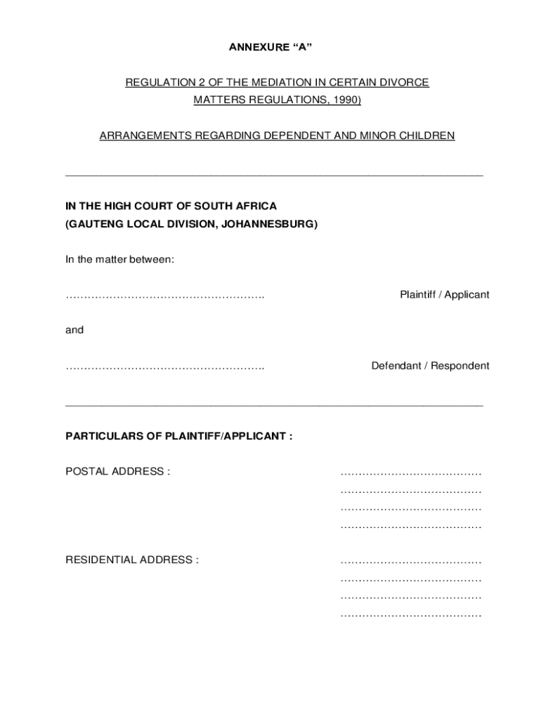 Fillable Online Annexure A Divorce - Fill Online, Printable, Fillable ... Fax Email Print ...