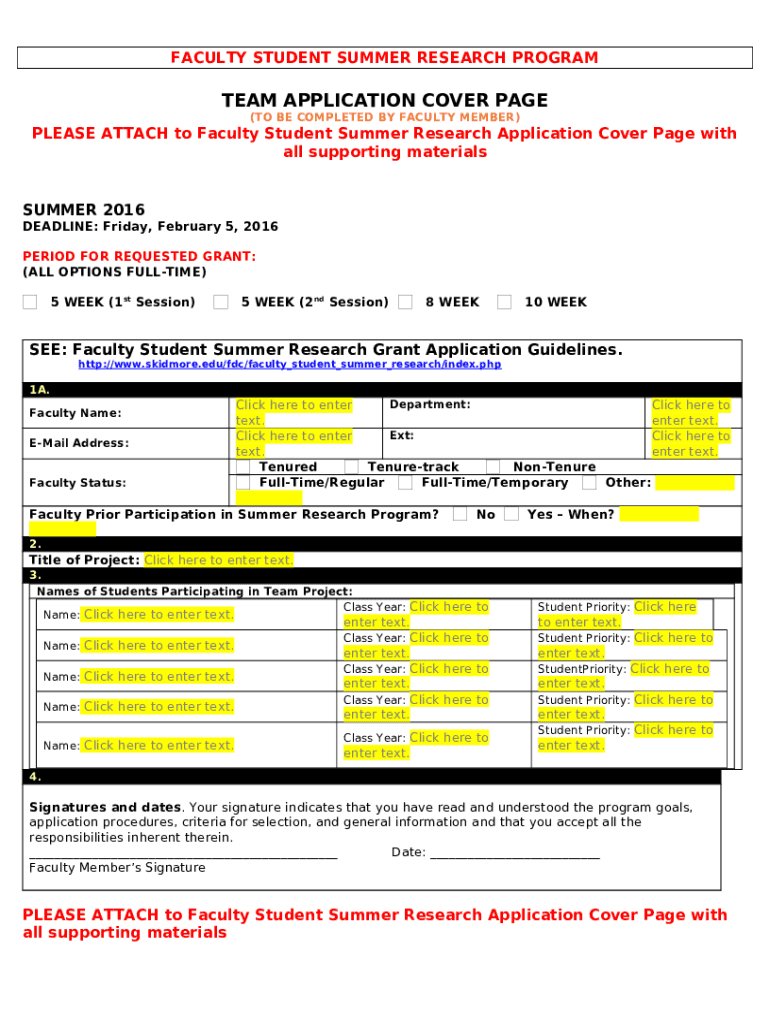 TEAM Application for a Summer Research Fellowship School ... Doc ...