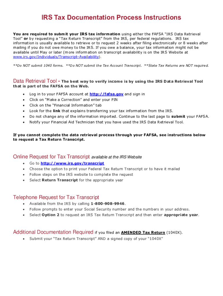 Fillable Online Tax transcript tips for those filing a FAFSA for the ...