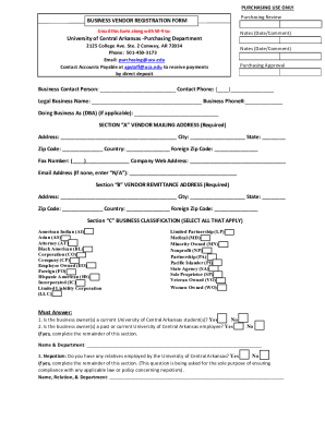 Editable Vendor Form Unv Fillable Printable Online