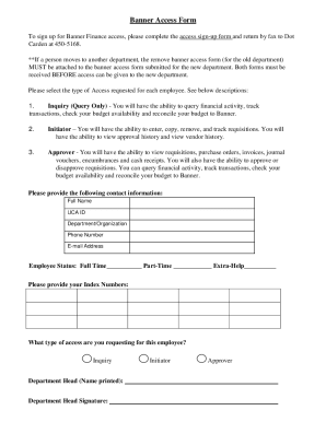 Fillable Online Banner Finance User Access Request Form Fax Email Print - pdfFiller