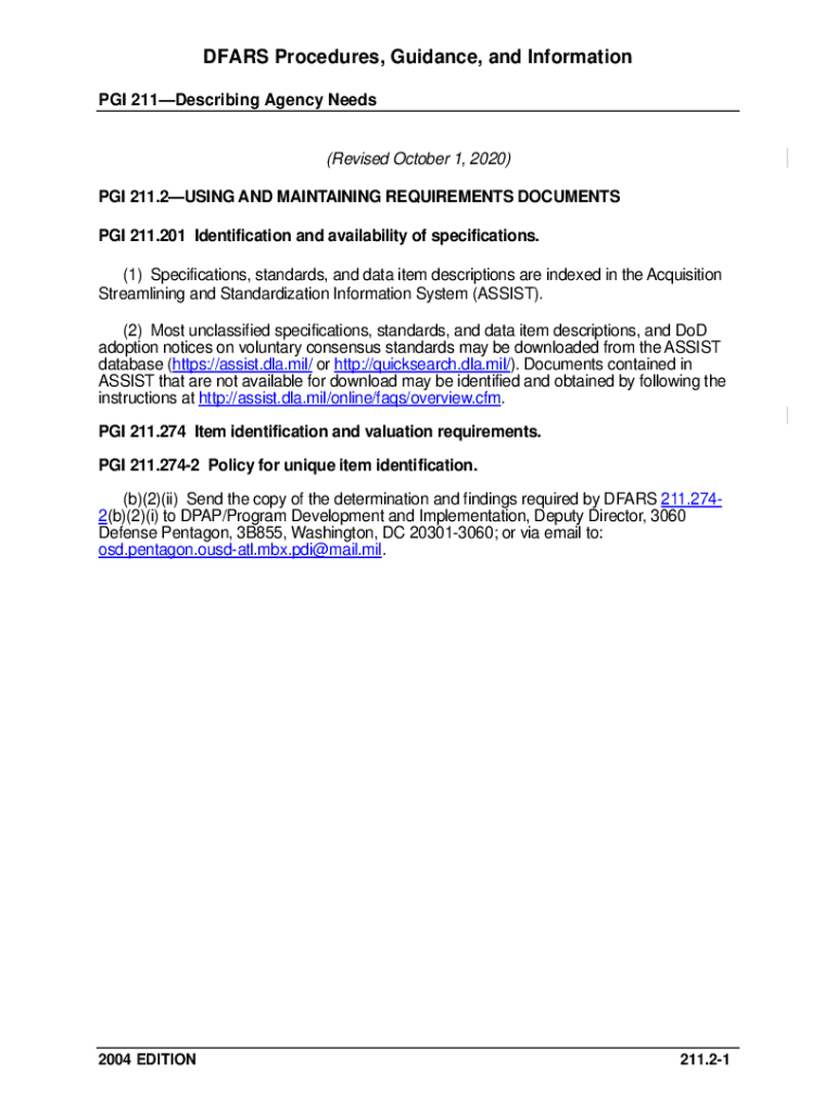 Fillable Online DFARS Procedures, Guidance, and Information - OUSD A&S ...