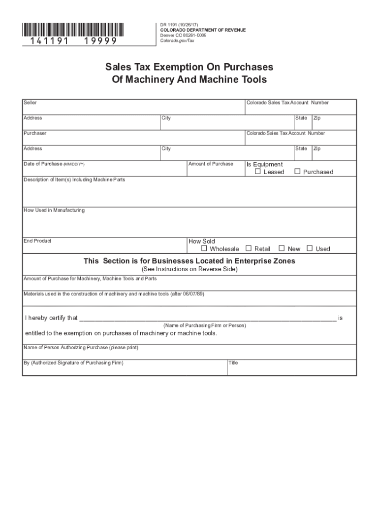 2017-2025 Form CO DR 1191 Fill Online, Printable, Fillable, Blank ...