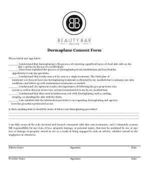 Fillable Online Dermaplaning Consent Form - Fill Online, Printable ...