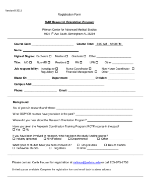 Fillable Online Research Orientation Program - Center for Clinical and ...