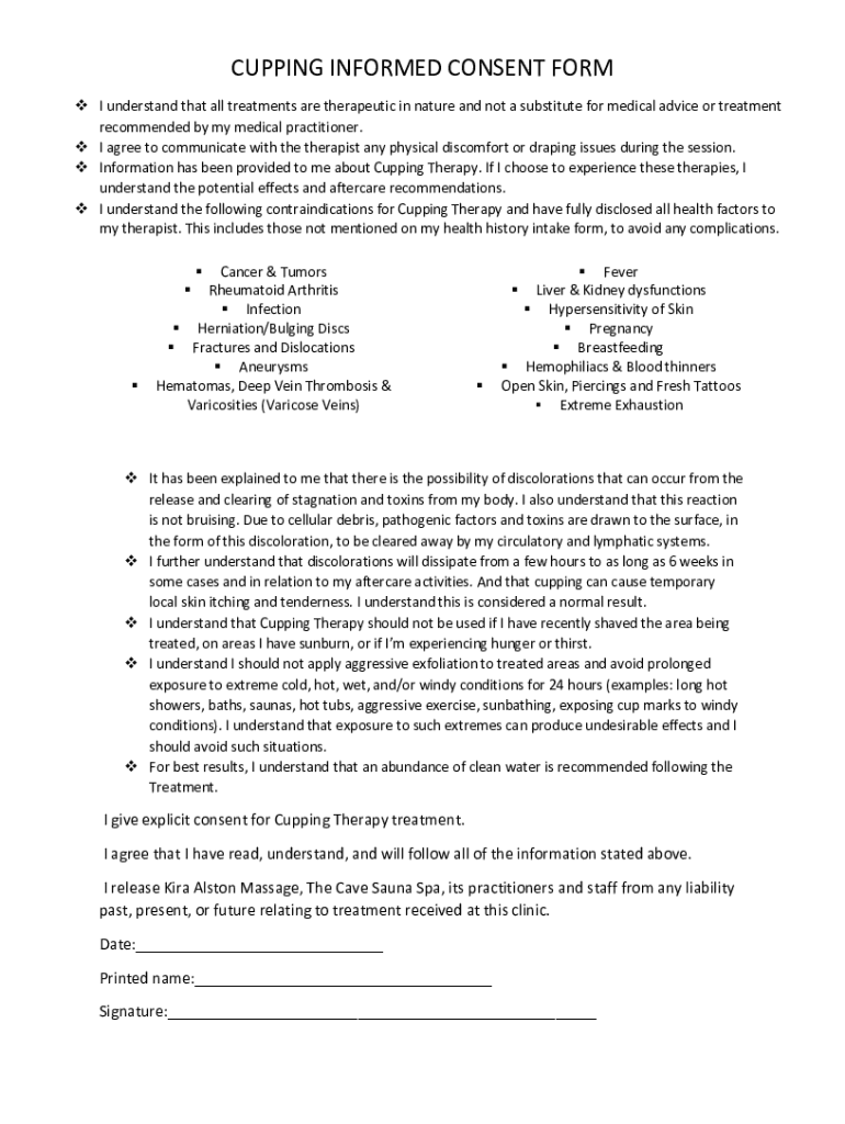 Fillable Online CUPPING INFORMED CONSENT FORM Fax Email Print - pdfFiller