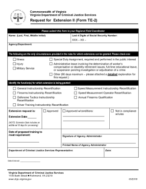 Fillable Online Virginia Request for Extension Form Download Fillable ...
