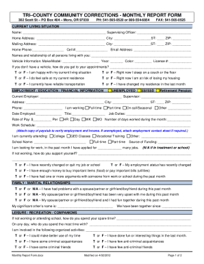 Fillable Online Monthly Report Form. Case Management Forms Fax Email ...