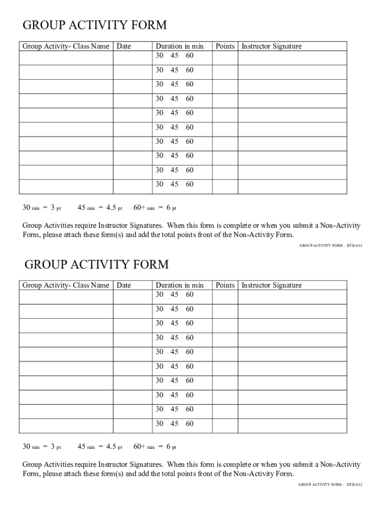Fillable Online group activity form group activity form Fax Email Print ...