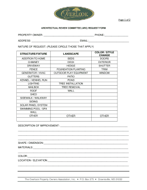Fillable Online ARCHITECTUAL REVIEW COMMITTEE (ARC) REQUEST FORM Fax ...