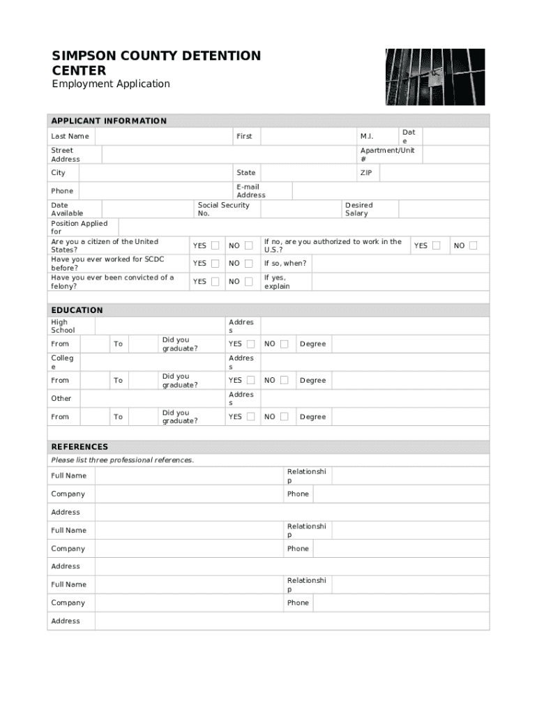 Simpson county detention center Doc Template | pdfFiller