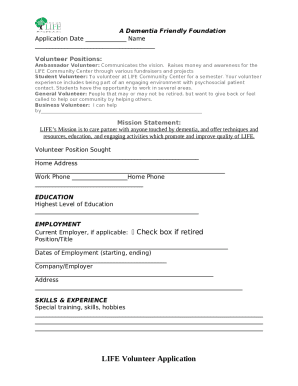 Sample Volunteer Interest Form | pdfFiller
