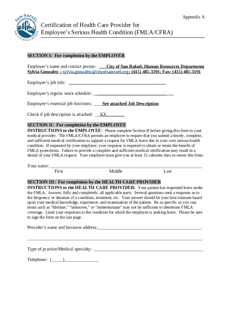 Family and Medical Leave Act (FMLA) California Family ... Doc Template ...