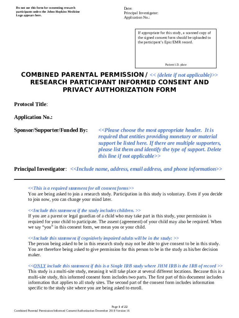 COMBINED PARENTAL PERMISSION / RESEARCH PARTICIPANT INED CONSENT AND ...