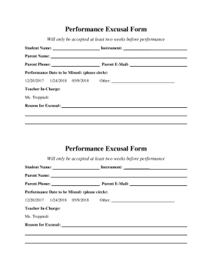 Fillable Online Performance Excusal Form Fax Email Print - pdfFiller