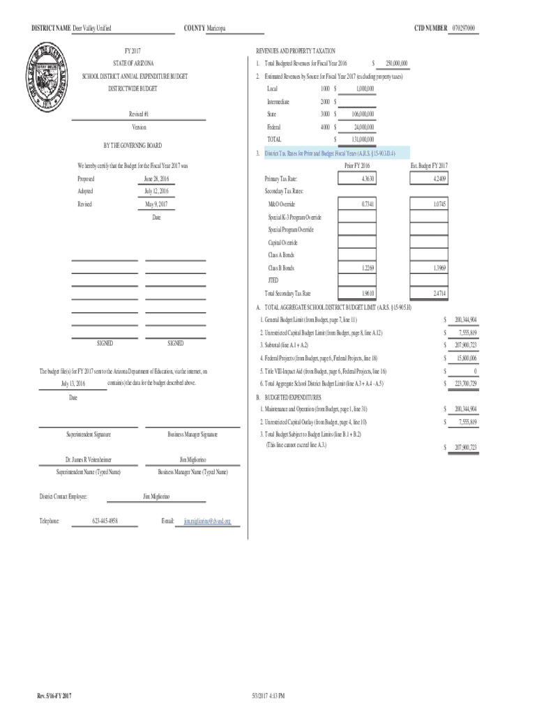 Fillable Online DISTRICT NAME COUNTY CTD NUMBER Deer Valley Unified ...