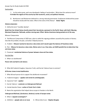 Civil War Study Guide Answer Key - Fill Online, Printable, Fillable ...