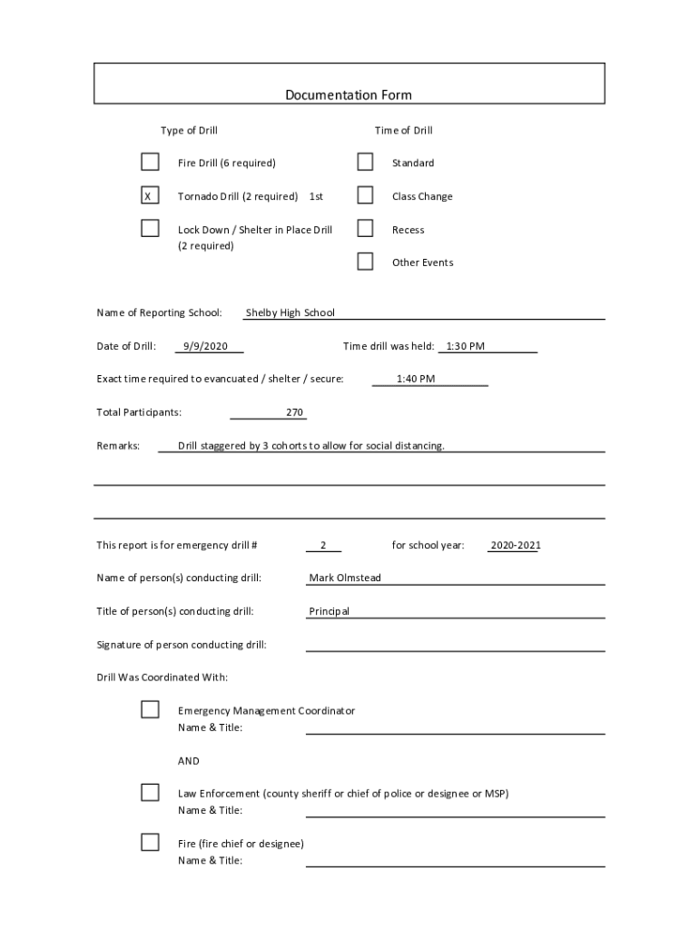 Fillable Online 2020-2021Blank Fire and Safety Drill Form Fax Email ...