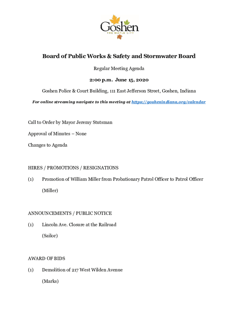 Fillable Online Call to Order by Mayor Jeremy Stutsman Fax Email Print ...