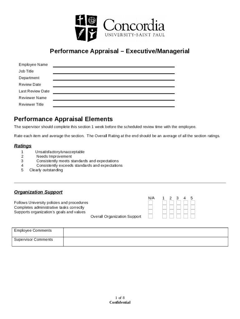 Employee Perace Review - Managerial. Perance Review - concordia csp Doc ...