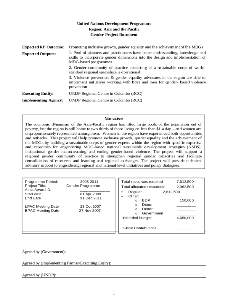 Gender Project Document. Gender Programme Document - info undp Doc ...