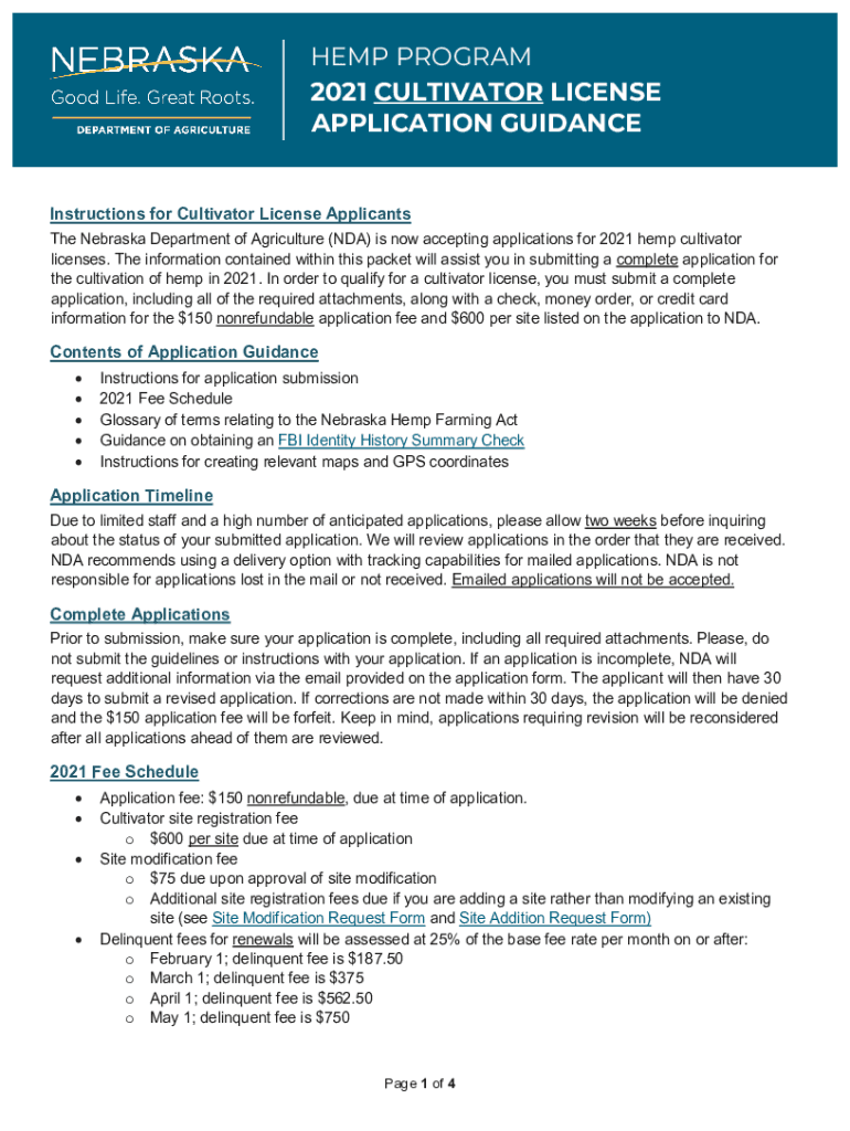 Fillable Online hemp program 2021 cultivator license application ...
