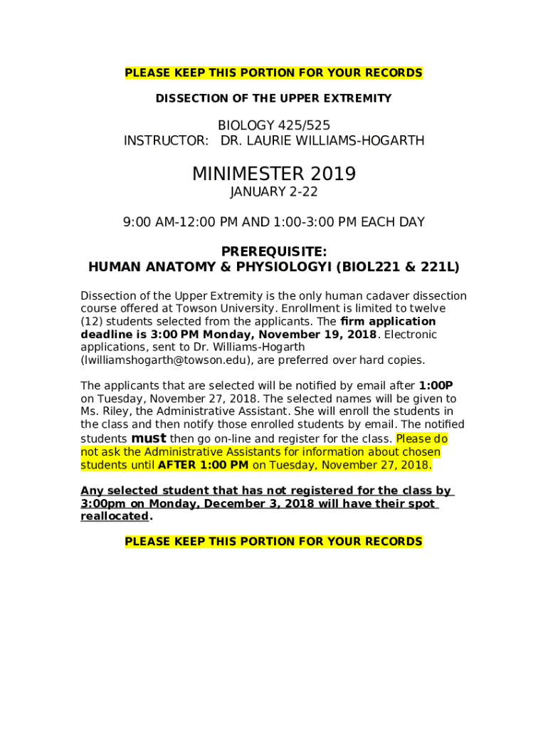 DISSECTION OF THE UPPER EXTREMITY Doc Template | pdfFiller