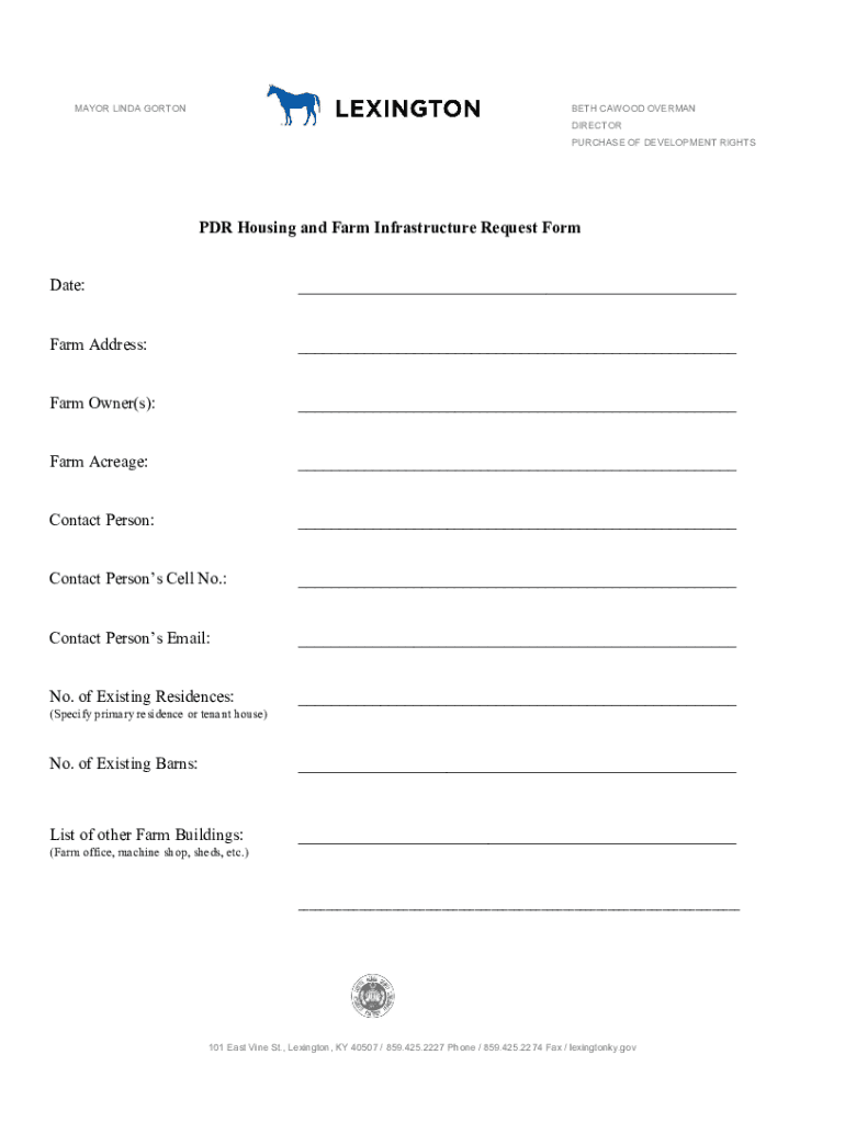 Fillable Online PDR Housing and Farm Infrastructure Request Form Date ...