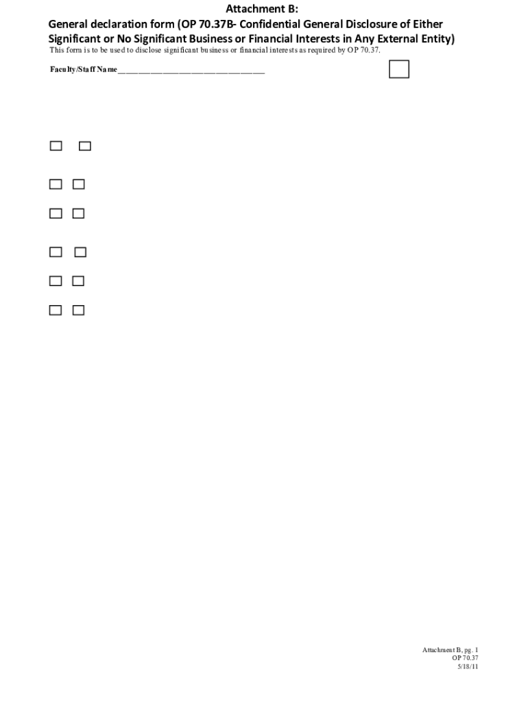Fillable Online Attachment B: General declaration form (OP 70.37B ...