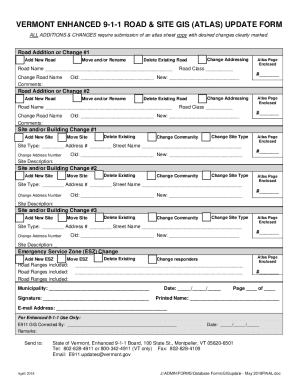 Fillable Online e911 vermont (atlas) update form Fax Email Print - pdfFiller