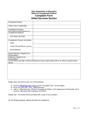 Fillable Online Ohio Department of Education, Office for Exceptional ...