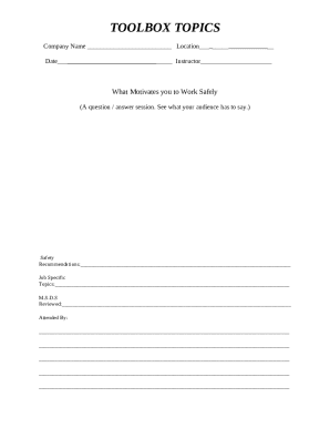 Focusing on Your Job/ Pre-Task Planning - Toolbox Talk ... Doc Template ...