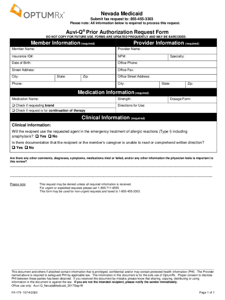 Fillable Online rex Auvi-Q Prior Authorization Request Form Member Information ... Fax Email ...