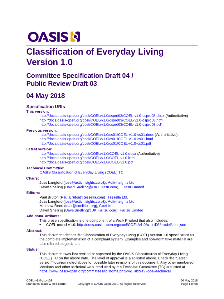 What are the Classification of Everyday Living specifications ...