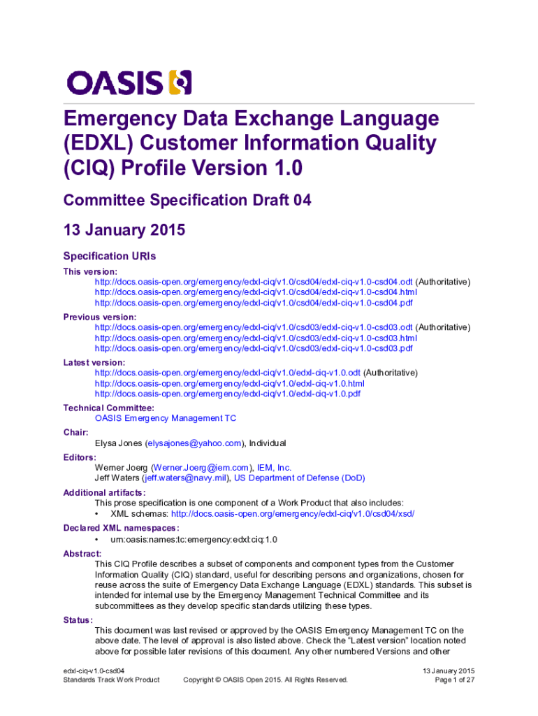 Fillable Online docs oasis-open Emergency Data Exchange Language (EDXL ...