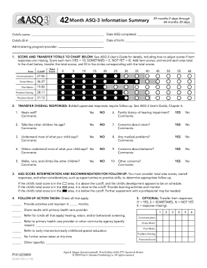 Fillable Online 42 Month ASQ-3 Information Summary Fax Email Print ...