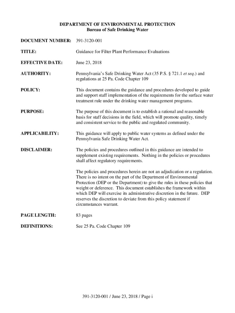 Fillable Online Bureau of Safe Drinking Water - Pennsylvania DEP Fax Email Print - pdfFiller