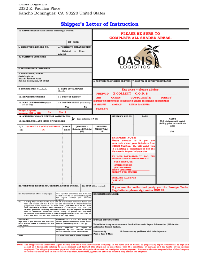 Fillable Online Shippers-Letter-of-Instruction.docx Fax Email Print ...