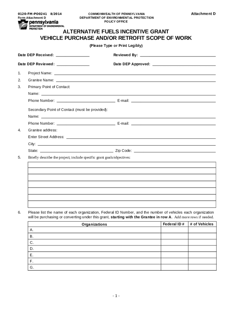 VEHICLE PURCHASE AND/OR RETROFIT SCOPE OF WORK Doc Template | pdfFiller