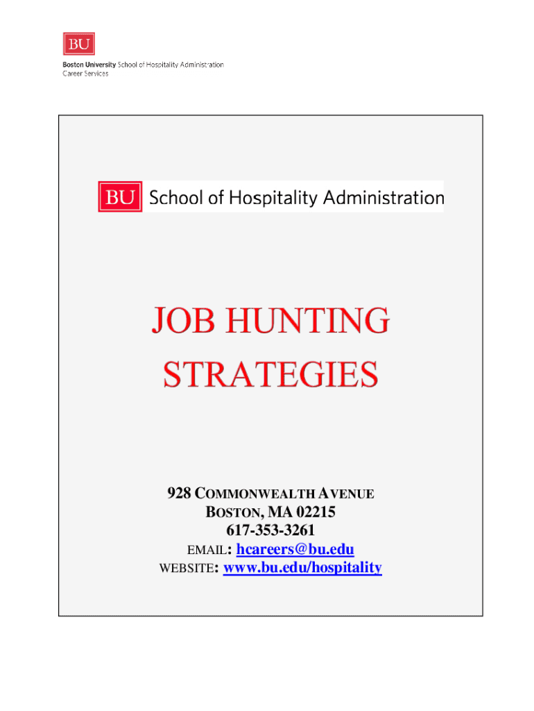 Fillable Online SHA Job Hunting Strategies Guide - Boston University ...