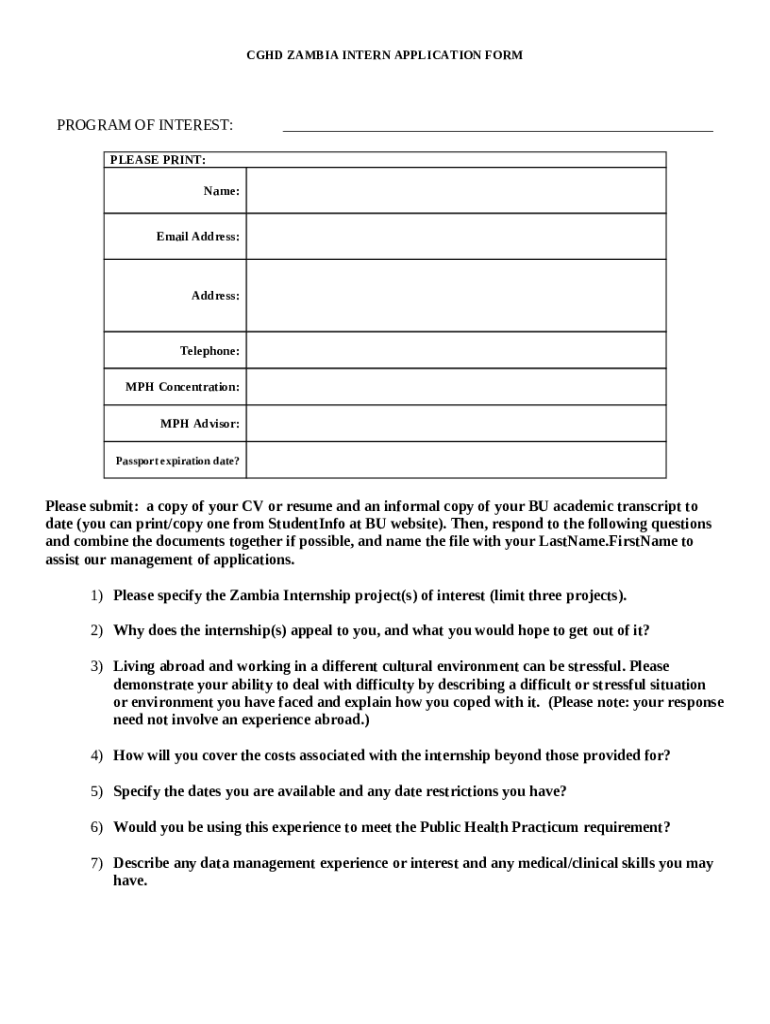LADYSMITH INTERN APPLICATION Doc Template | pdfFiller