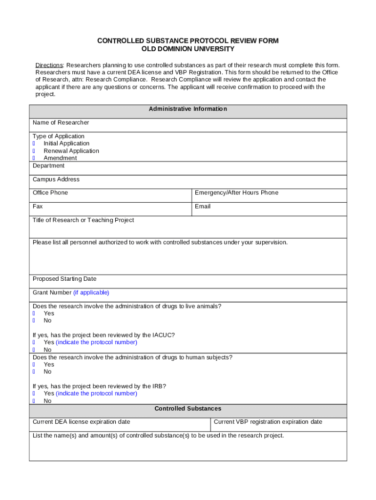 Controlled Substance Protocol Review . - Old Dominion ... Doc Template ...