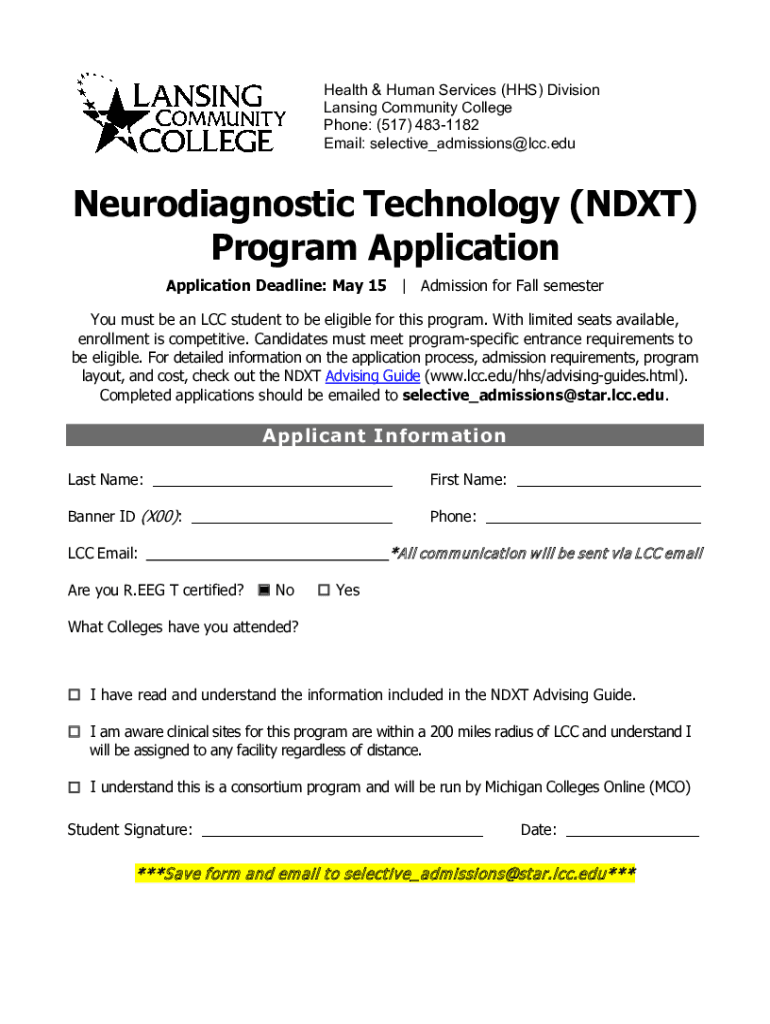 Fillable Online Application - Neurodiagnostic Technology Fax Email Print - pdfFiller