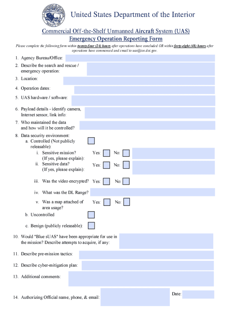 Fillable Online UAS Reporting Form Instructions. UAS Reporting Form ...