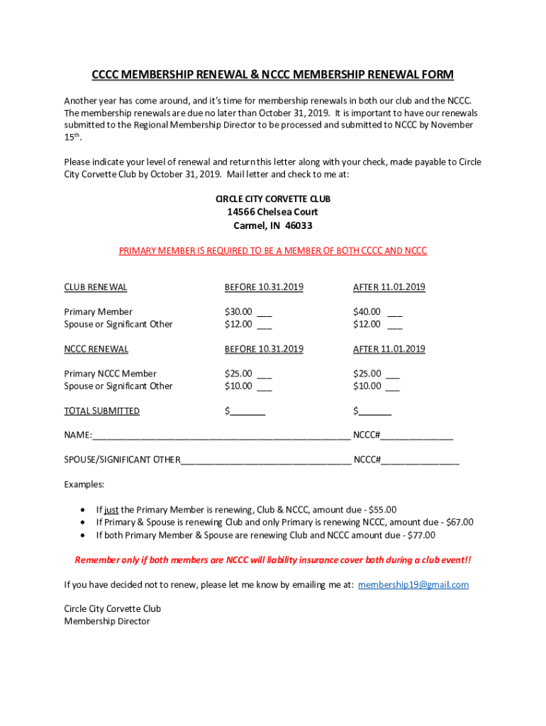 Fillable Online NCCC Membership Application Forms Fax Email Print ...