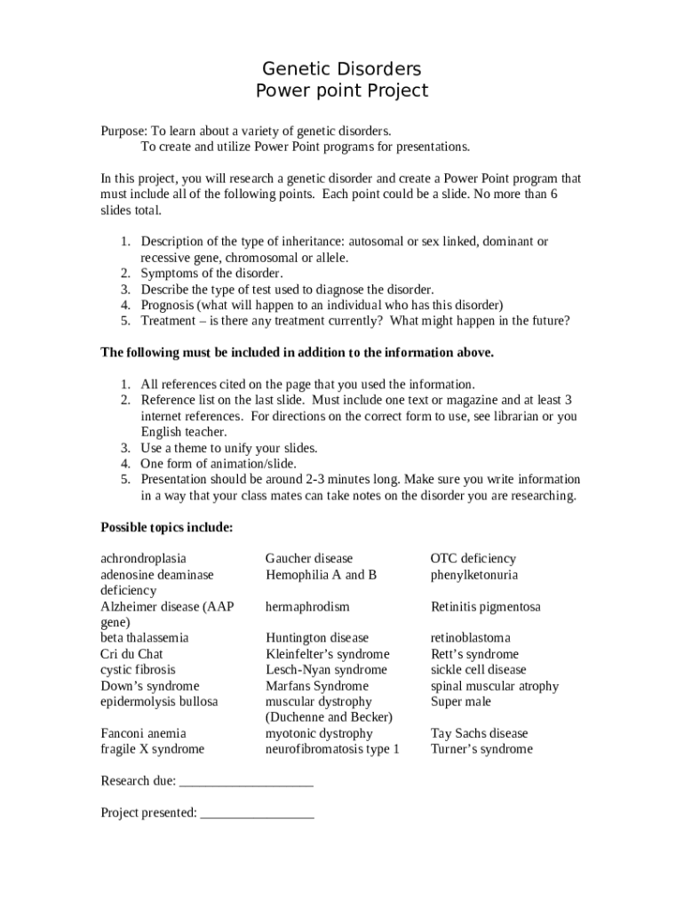 Genetic Disorder Powerpoint Worksheets & Teaching ... Doc Template ...