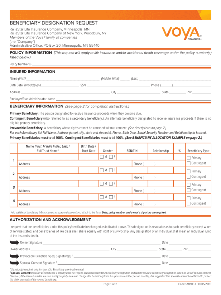 Fillable Online das nh Reliastar Life Insurance Company Forms - Fill ...