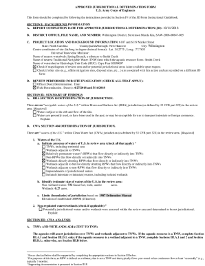 Fillable Online saw-reg usace army REPORT COMPLETION DATE FOR APPROVED JURISDICTIONAL ...