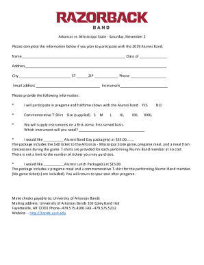 Fillable Online fulbright uark Alumni Band Registration form Fax Email ...