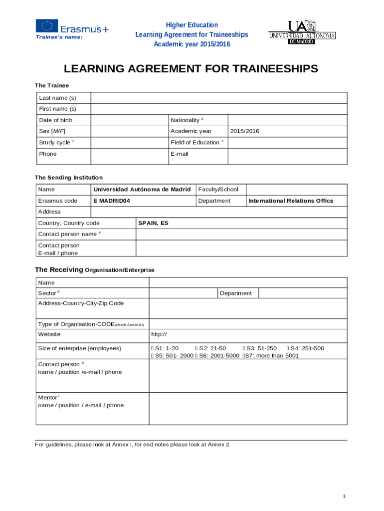 learning agreement for traineeships - Universidad Autnoma ... Doc ...